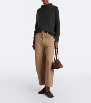 Vince Cropped Cotton Twill Barrel-leg Pants