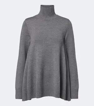 TOTEME Flared Wool Turtleneck Sweater