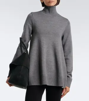 TOTEME Flared Wool Turtleneck Sweater