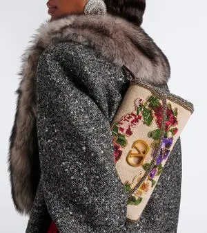 Valentino Garavani Devain Small Floral Beaded Shoulder Bag