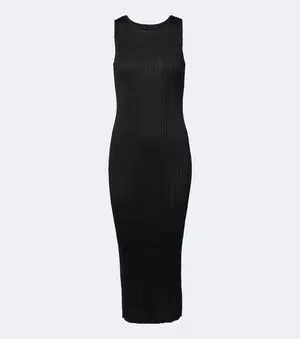 Issey Miyake Basics Pleated Midi Dress - Black