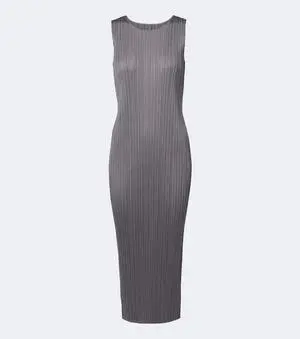 Issey Miyake Basics Pleated Midi Dress - Grey