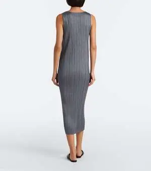 Issey Miyake Basics Pleated Midi Dress - Grey