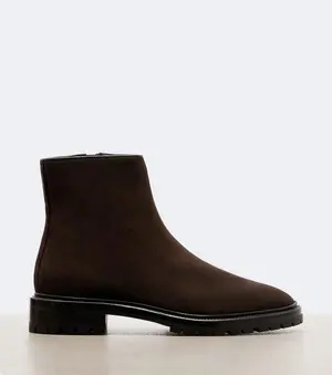 THE ROW Moto Suede Ankle Boots - Brown