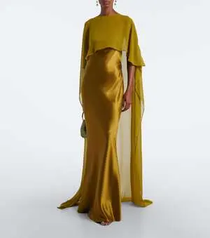 Retrofete Lukka Draped Open-back Satin Gown