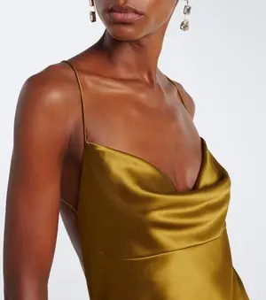 Retrofete Lukka Draped Open-back Satin Gown