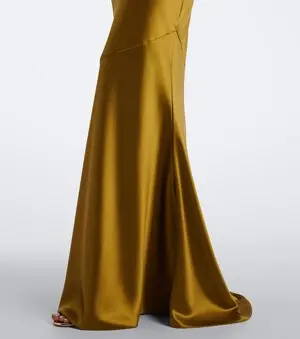 Retrofete Lukka Draped Open-back Satin Gown