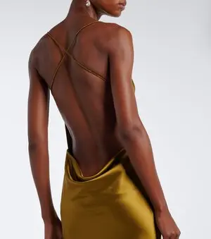 Retrofete Lukka Draped Open-back Satin Gown