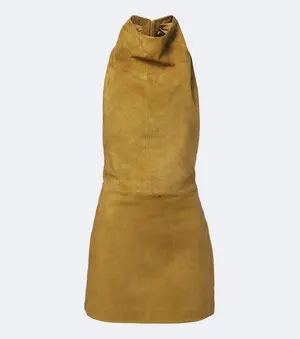 Retrofete Zoriel Draped Open-back Suede Minidress