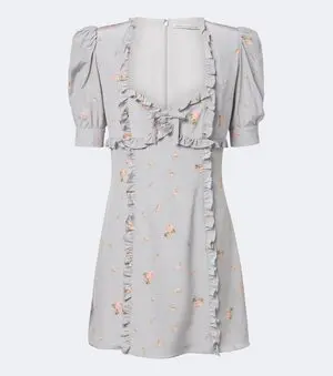 Alessandra Rich Floral Silk Crêpe De Chine Minidress
