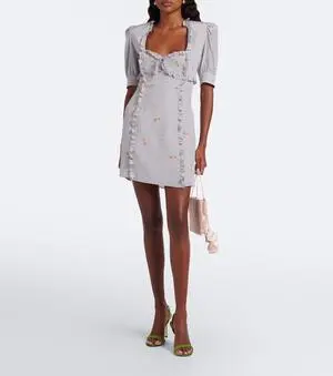 Alessandra Rich Floral Silk Crêpe De Chine Minidress