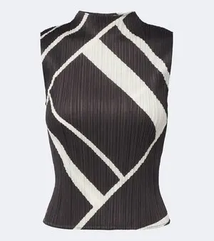 Issey Miyake Fold Line Pleated Printed Top - Multicoloured
