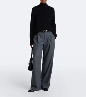 Vince Camille Wool-blend Flannel Wide-leg Pants