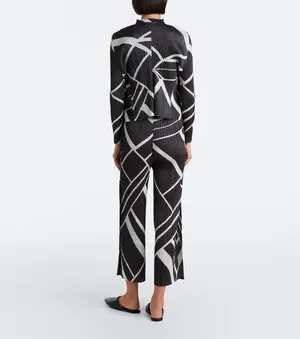 Issey Miyake Fold Line Pleated Printed Wide-leg Pants