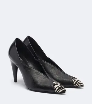 Isabel Marant Étoile Luza Calf Hair-trimmed Snake-effect Leather Pumps