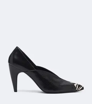 Isabel Marant Étoile Luza Calf Hair-trimmed Snake-effect Leather Pumps