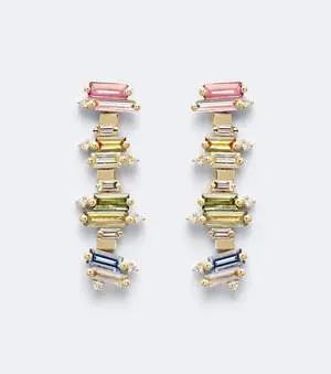 SUZANNE KALAN 18kt Drop Earrings With Sapphires And Diamonds - Gold