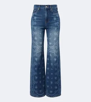 Veronica Beard Taylor Printed Wide-leg Jean