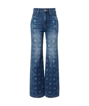 Veronica Beard Printed Wide-leg Jeans - Blue
