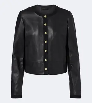 Vince Suede-trimmed Leather Jacket - Black