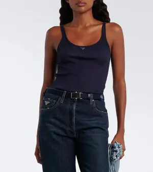 Prada Ribbed-knit Silk Tank Top