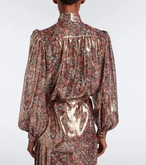 Valentino Garavani Floral Silk-blend Lamé Blouse