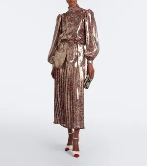 Valentino Garavani Floral Silk-blend Lamé Blouse