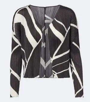 Issey Miyake Fold Line Pleated Printed Cardigan - Multicoloured