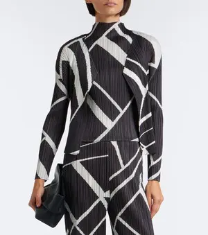 Issey Miyake Fold Line Pleated Printed Cardigan