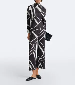 Issey Miyake Fold Line Pleated Printed Cardigan