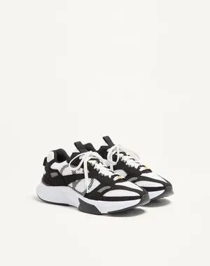 Valentino Garavani Demivee Trainer In Mesh Fabric With Suede Inserts