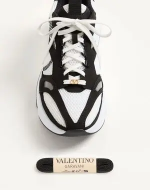 Valentino Garavani Demivee Trainer In Mesh Fabric With Suede Inserts