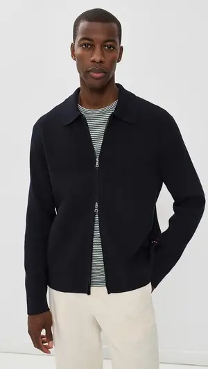 Orlebar Brown Shelby Zip Up Sweater - Night Iris
