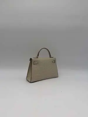 Hermès Mini Kelly Beton Matte Croc Permabrass Hardware
