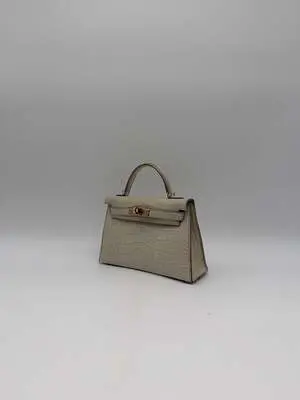 Hermès Mini Kelly Beton Matte Croc Permabrass Hardware