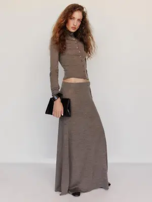 REFORMATION Danielle Regenerative Merino Skirt Brown