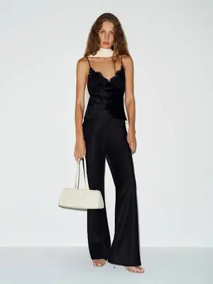 REFORMATION Blythe Silk Top - Black