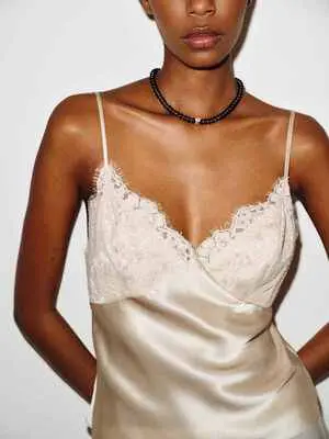 REFORMATION Blythe Silk Top - Ivory