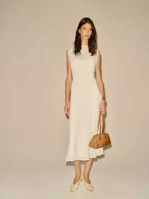 REFORMATION Marlette Sleeveless High Neck Midi Dress - Ivory