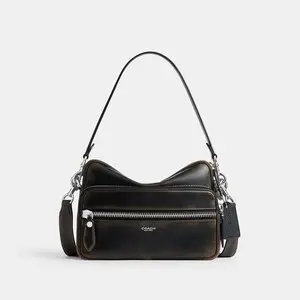 COACH Dakota Crossbody Bag In Loved Leather - Black/light Tan