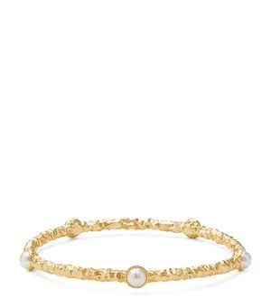 Halcyon Days Gold-plated Cabochon Torque Bangle - Ivory