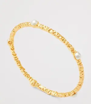 Halcyon Days Gold-plated Cabochon Torque Bangle