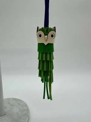 Hermès Chouette Owl Charm Vert Yucca/ Vert Criquet/ Bleu France/ Nata Milo, Swift And Epsom - Multi