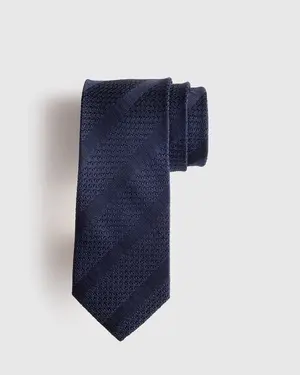 Quince 100% Silk Grenadine Neck Tie - Dark Navy