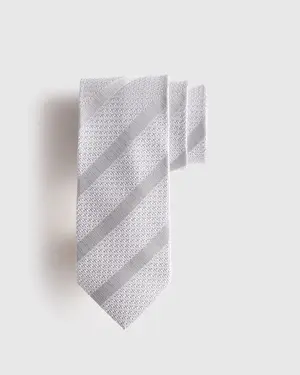 Quince Men's 100% Silk Grenadine Tie Silver