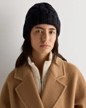 Quince Mongolian Cashmere Cable Knit Beanie Black