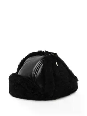 MASTERMIND WORLD Shearling-trim Leather Pilot Hat - Black