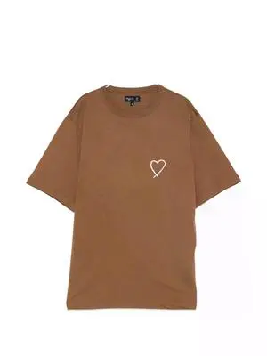 AGNES B. Heart-print T-shirt - Brown