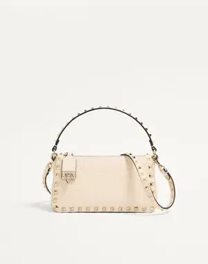 Valentino Garavani Small Rockstud Grainy Calfskin Crossbody Bag - Light Ivory