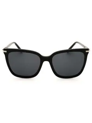 FERRAGAMO Salvatore Ferragamo Rectangular Acetate Sunglasses Black/smoke